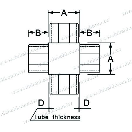 S.S. Square Tube Internal Cross Connector 4 Way Out - Stainless Steel ...