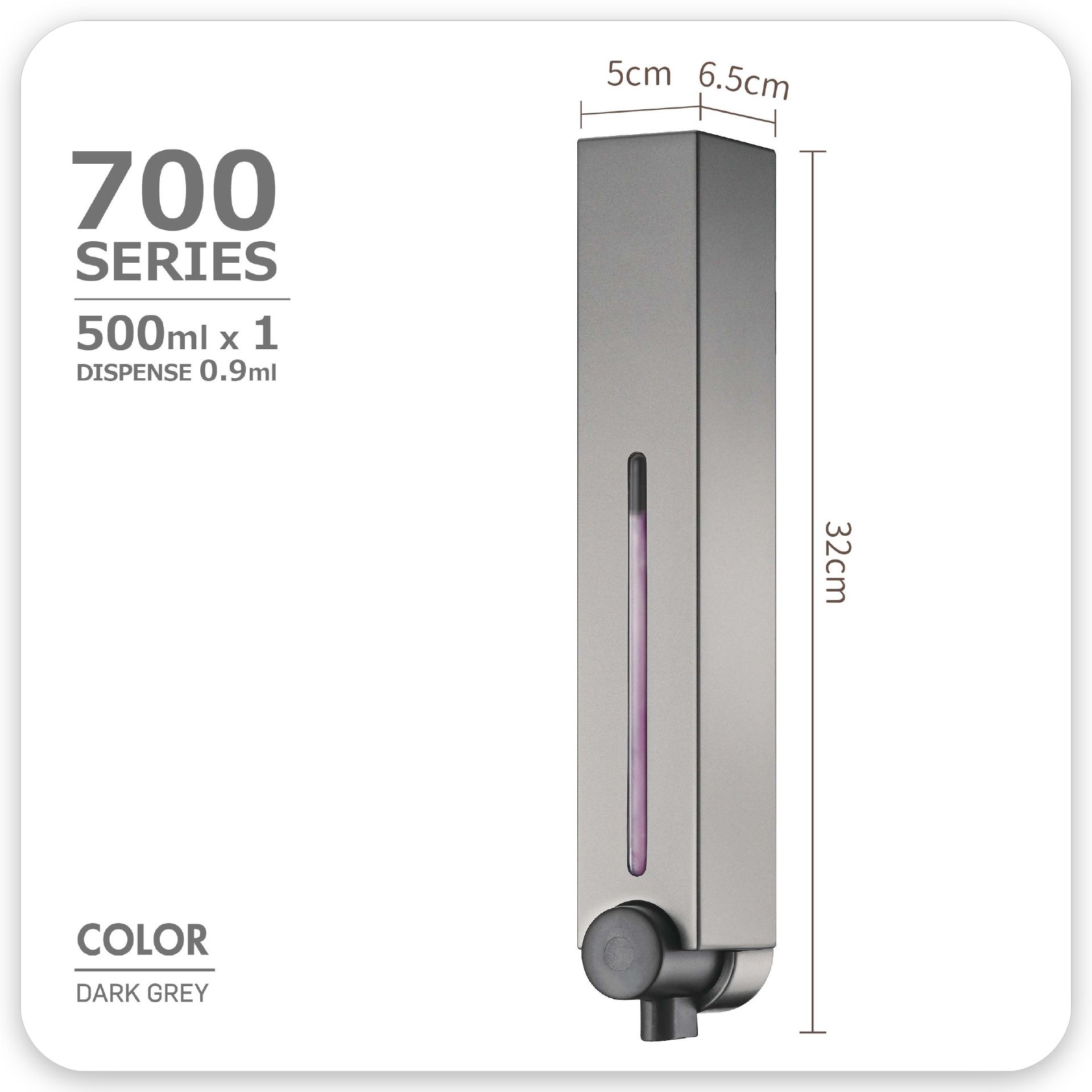 Single Shampoo Dispenser - 500ml Square Single Shower Dispenser ...