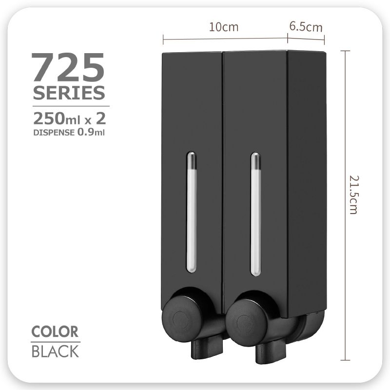 Matte Black Double Bathroom Soap Dispenser - 250ml Double Dispenser ...