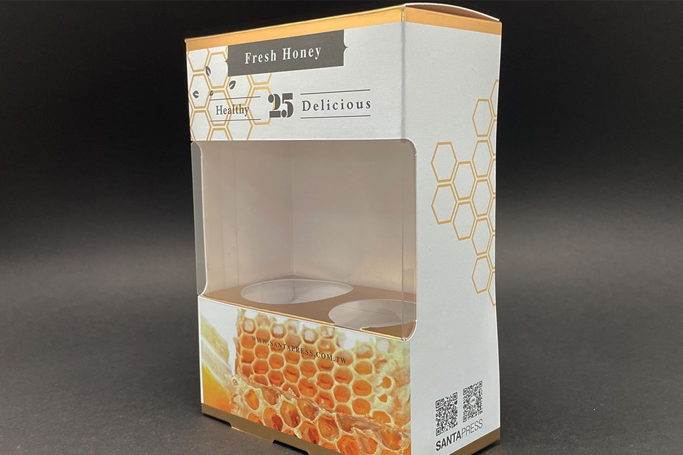 Honey Packaging Box with Window and Gold Foil Finish - Honey Packaging ...