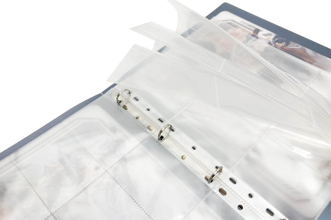 Transparent Card Binder with 4-Ring Binding - Transparent Multi-Pocket ...