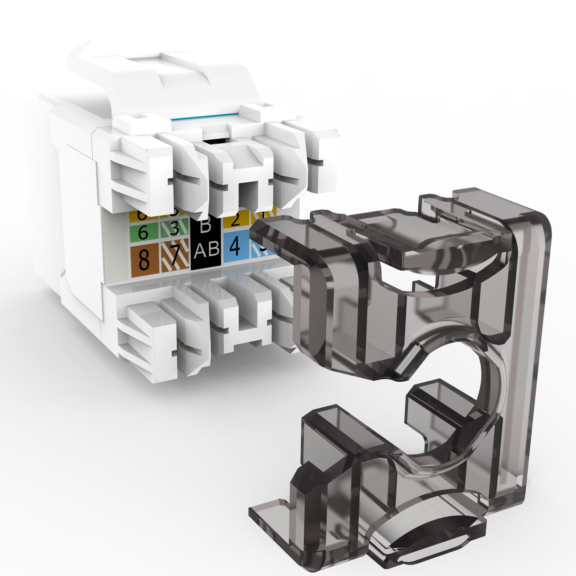 Cat.6A UTP 180 Degree 110 Keystone Jack With Color-Coding Plate ...