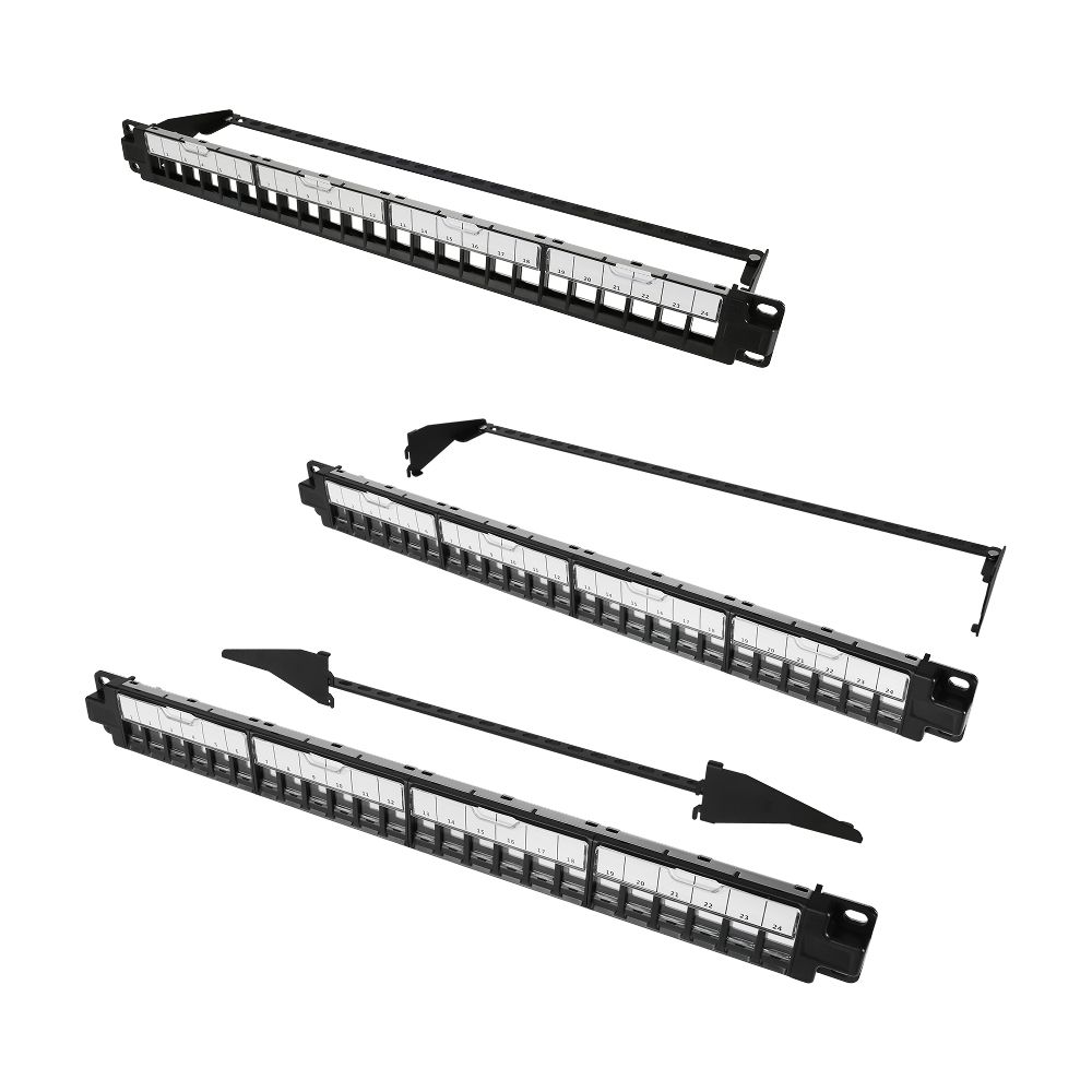 Shuttered and Non-Shuttered 1U 24 Port FTP and UTP Keystone Jack Panel ...