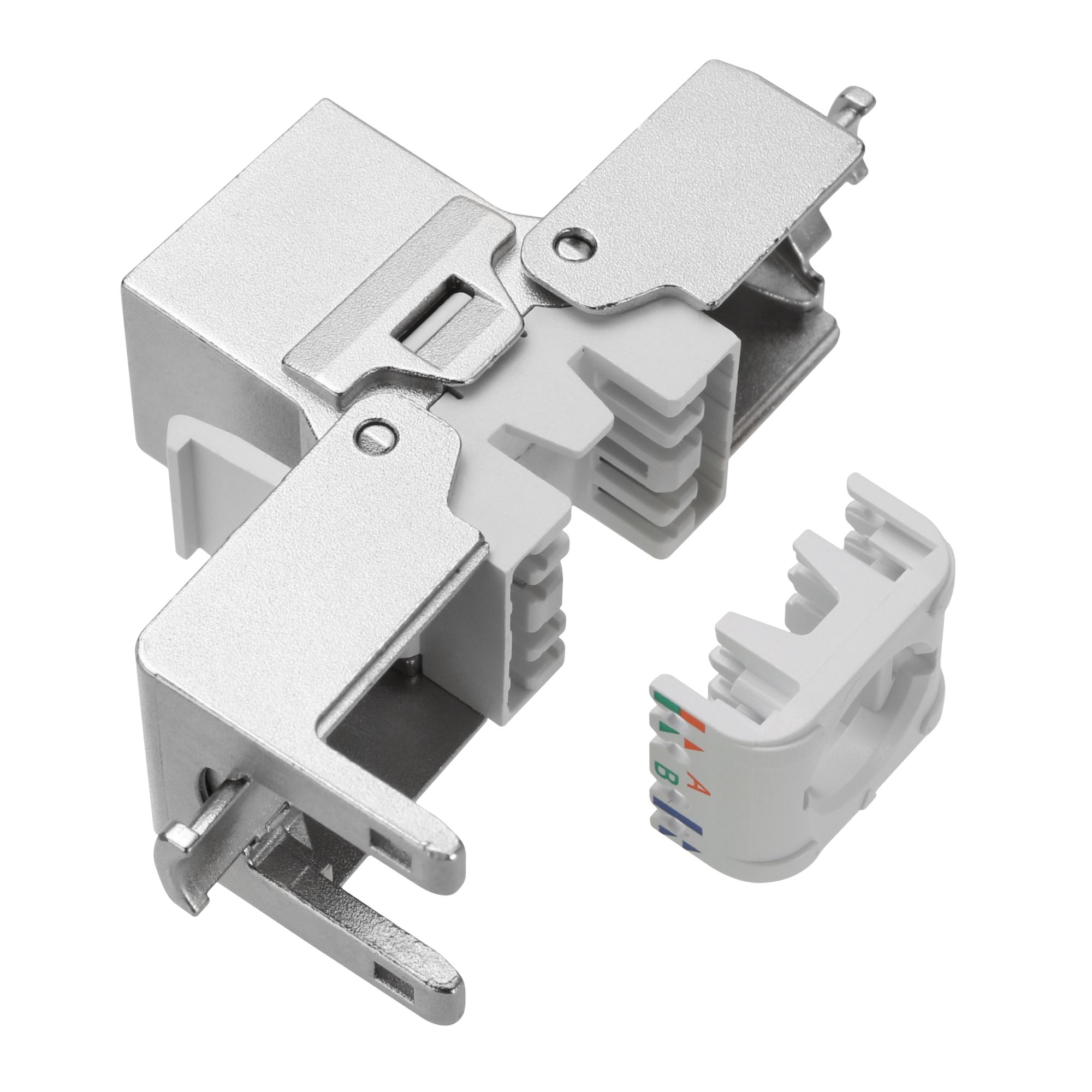 OEM/ODM shielded RJ45 keystone jack, Cat6A STP 180° toolless design. 10G performance ...