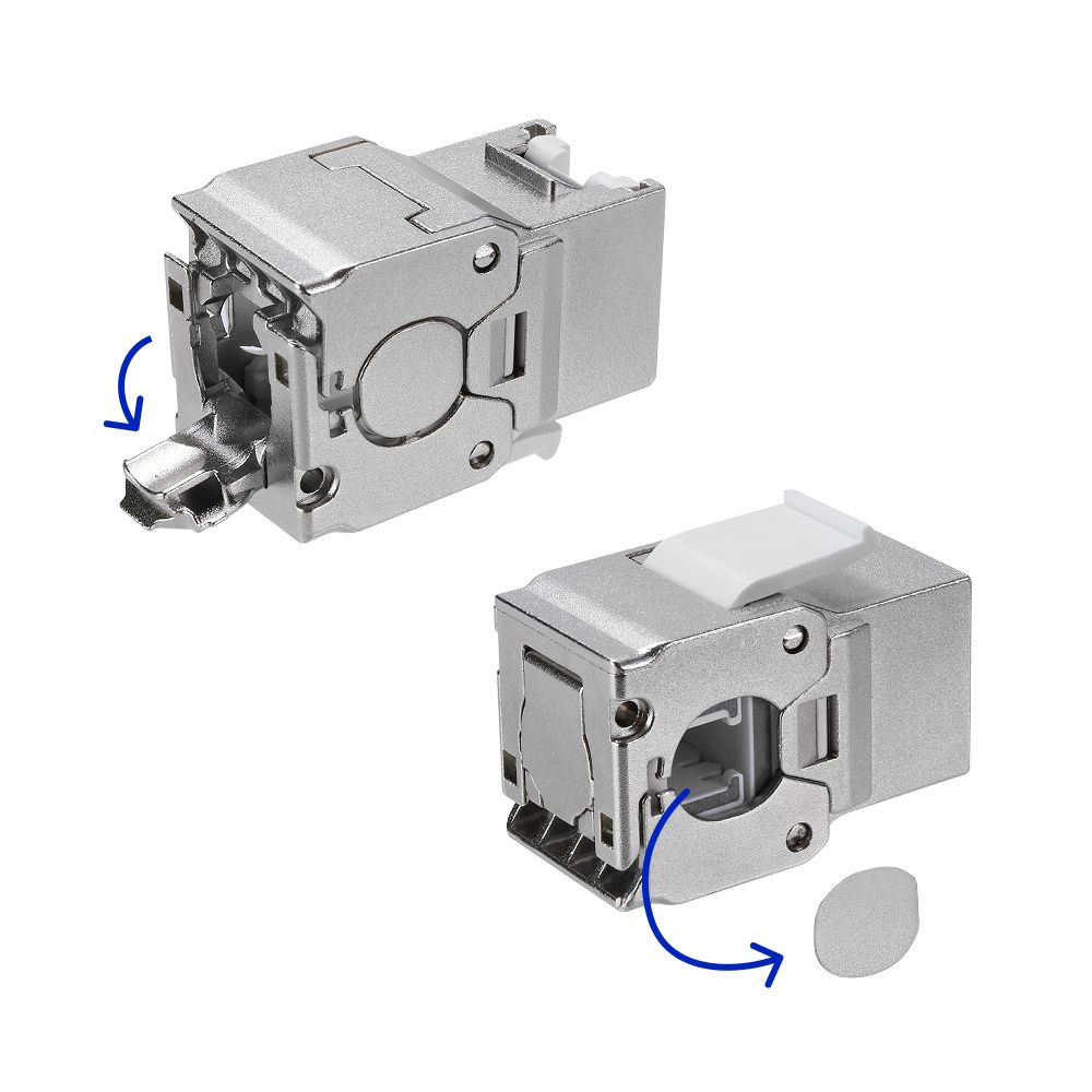 RJ45 Cat6A / Cat6 Shielded 3 Cable Entry Ethernet Jack with Shutter ...