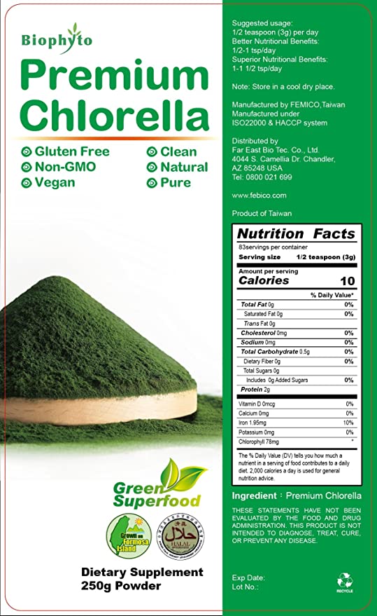 Biophyto® Premium Chlorella Powder - Broken Cell Wall Chlorella Green ...