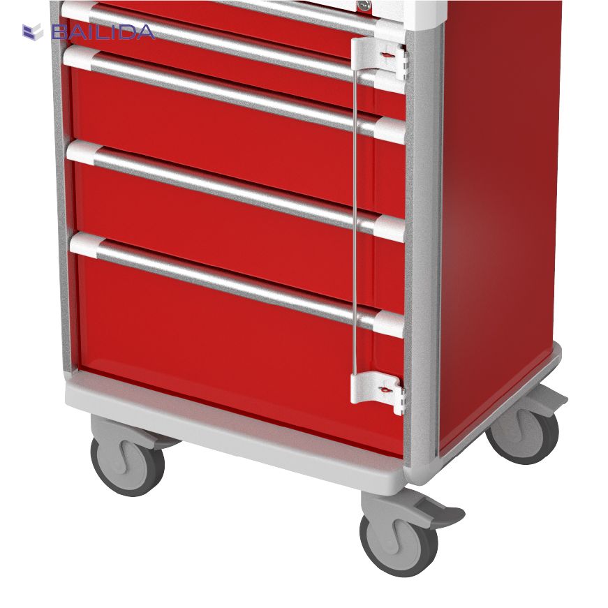 Emergency Medical Cart with magnetic locking bar, Tool-Free and Height ...