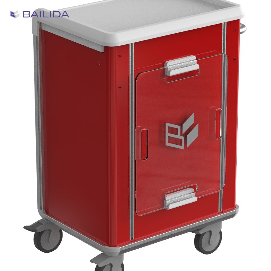 Emergency Medical Cart With Magnetic Locking Bar, Tool-Free And Height ...