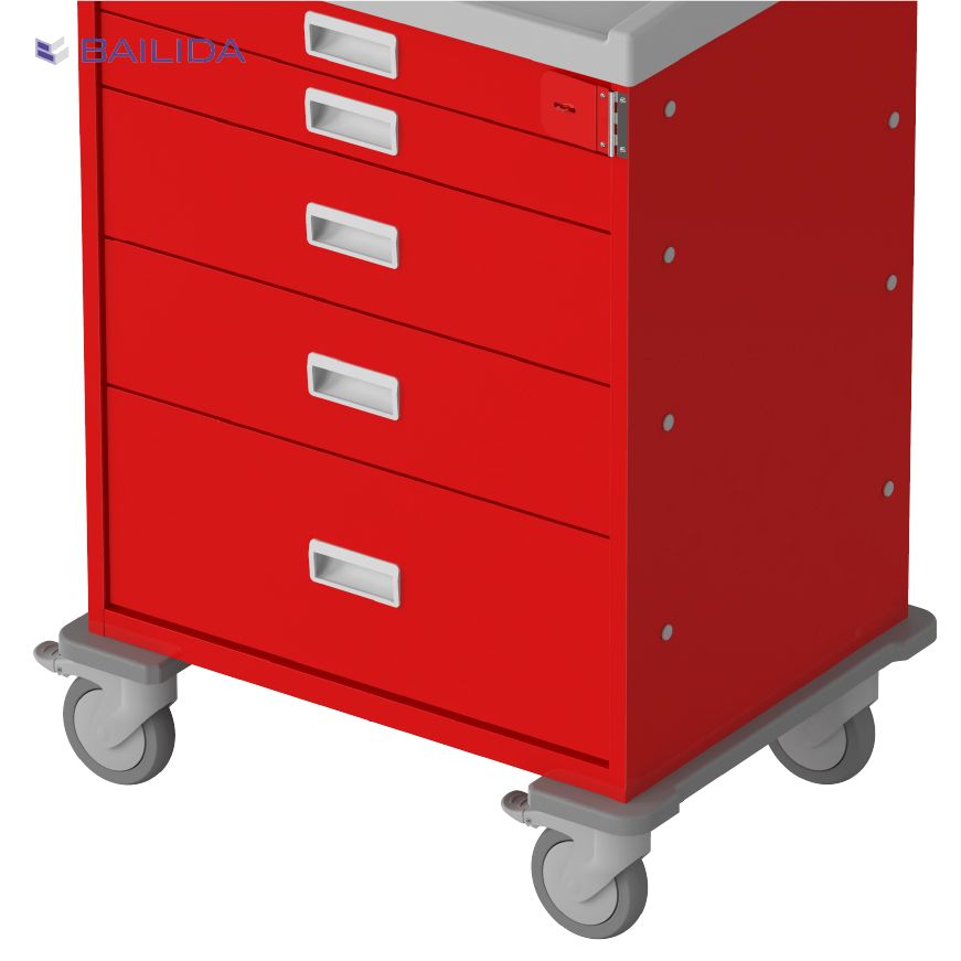 Emergency Medical Cart With Metal Locking Bar , Side Table, and Fixed ...
