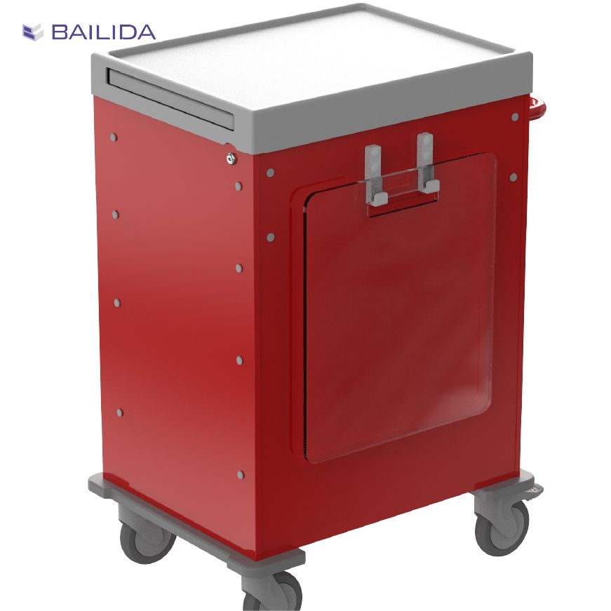 Emergency Medical Cart With Metal Locking Bar , Side Table, and Fixed ...