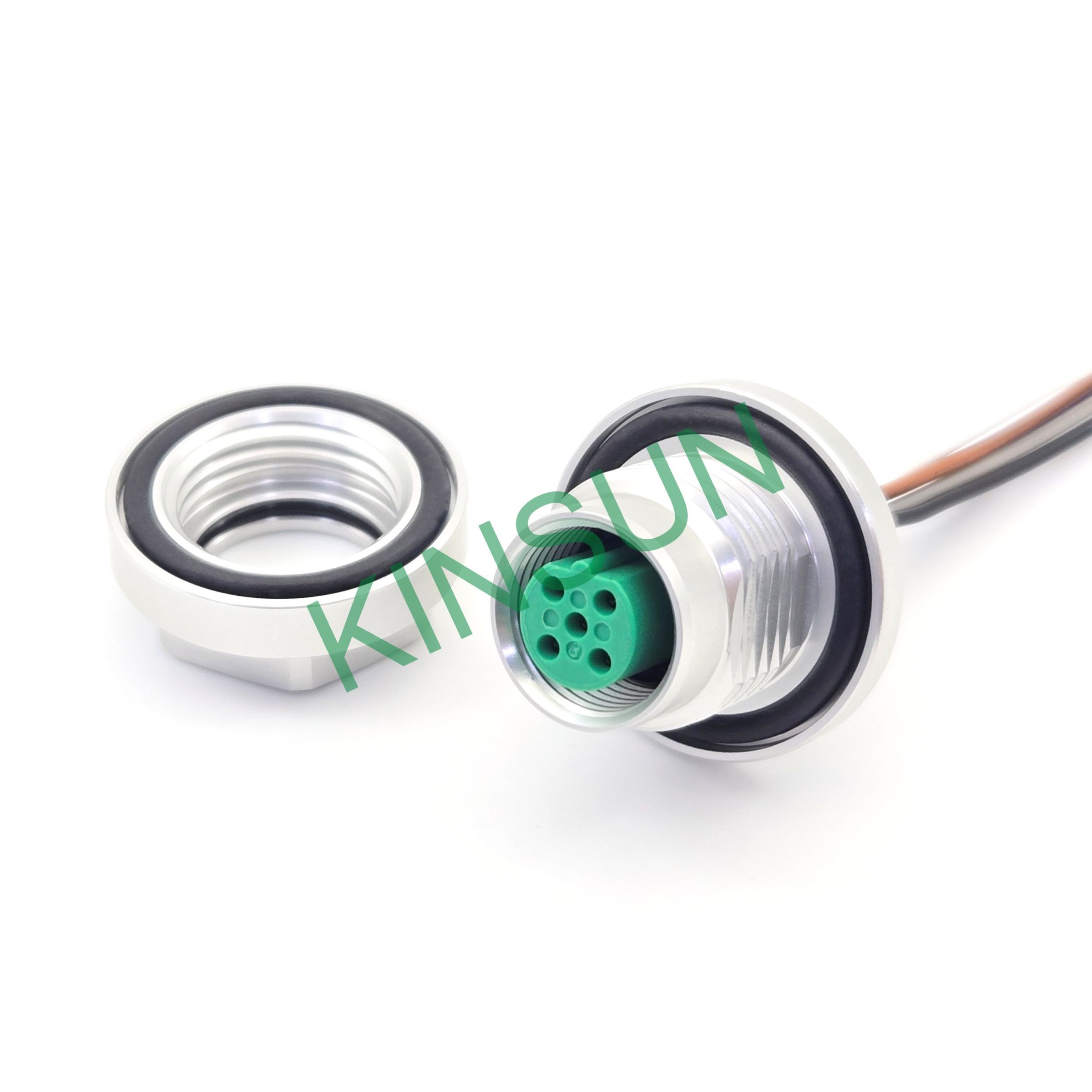 M12 Front-Mount Double-Sealing Female Connector with Lateral-Sealed ...