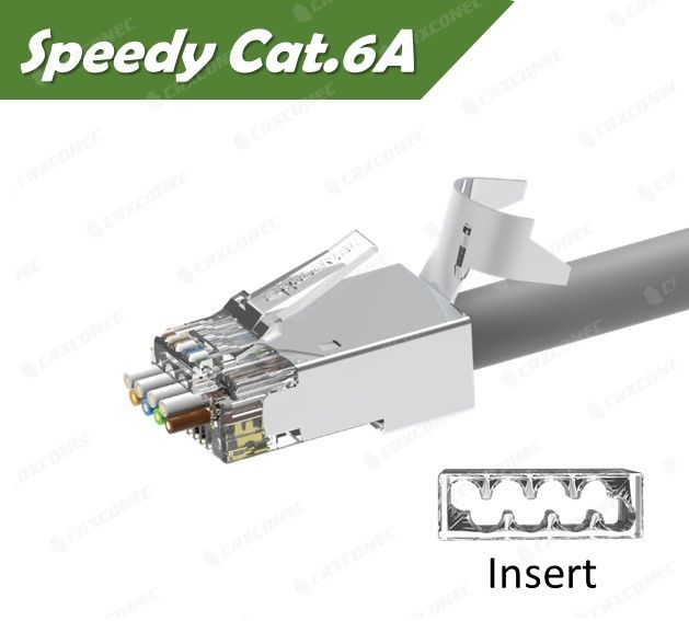Easy Pass-thru Cat.6A Connector for 23AWG Solid Cable (with insert ...
