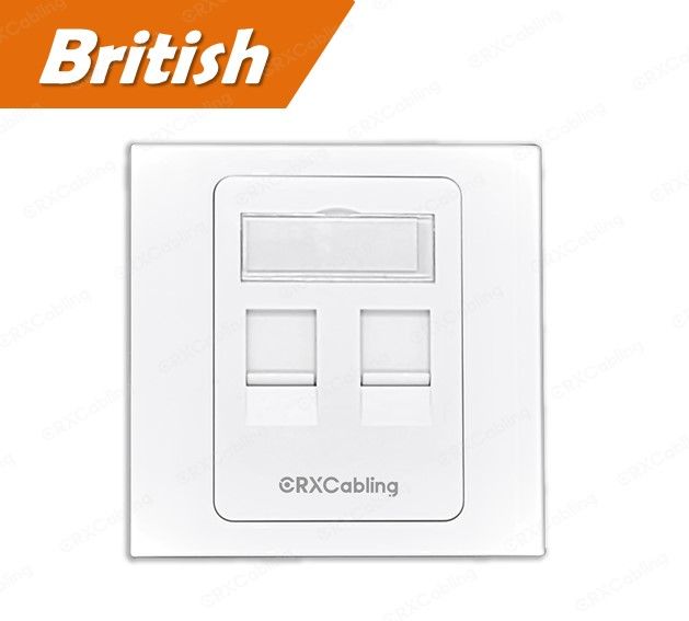 British Style Shuttered 2 Port Keystone Wall Plates in White Color ...